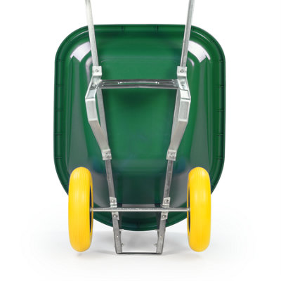 KCT 160L Wheelbarrow Twin Wheel Green - Heavy Duty Garden / Stable Yard ...
