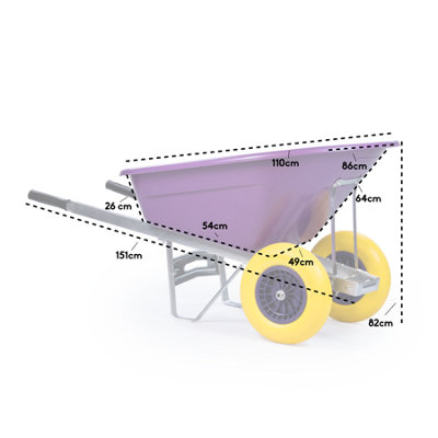 KCT 160L Wheelbarrow Twin Wheel Purple - Heavy Duty Garden / Stable ...