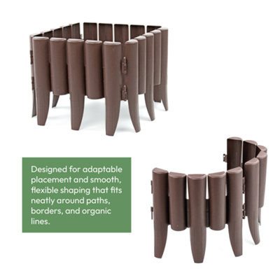 KCT 2 Pack - Brown Wood Effect Plastic Garden Palisade Lawn Edging 16 ...