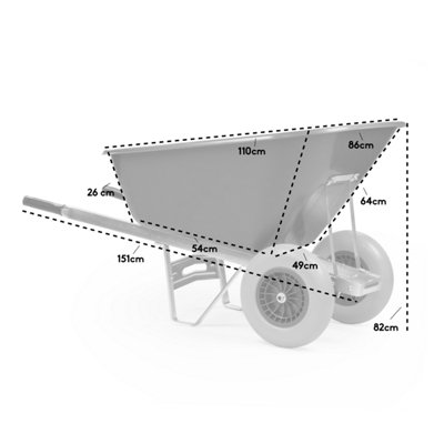 KCT 200L Wheelbarrow Twin Wheel Black - Heavy Duty Garden / Stable Yard ...