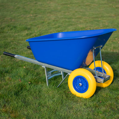 KCT 200L Wheelbarrow Twin Wheel Blue - Heavy Duty Garden / Stable Yard ...