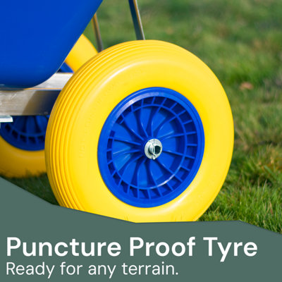 KCT 200L Wheelbarrow Twin Wheel Blue - Heavy Duty Garden / Stable Yard ...