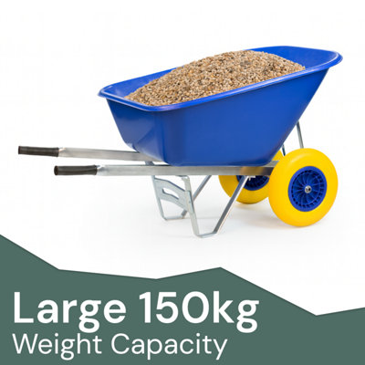 KCT 200L Wheelbarrow Twin Wheel Blue - Heavy Duty Garden / Stable Yard ...