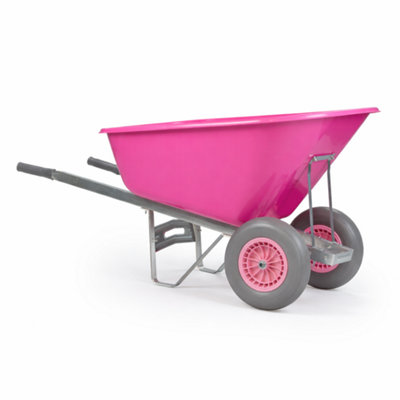 KCT 200L WheelBarrow XL Heavy Duty Twin Pink + Grey Tyres