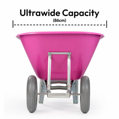 KCT 200L WheelBarrow XL Heavy Duty Twin Pink + Grey Tyres