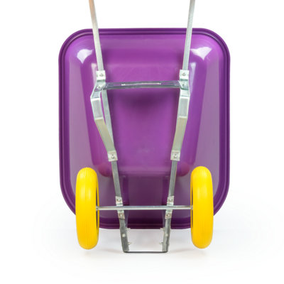 KCT 200L WheelBarrow XL Heavy Duty Twin Purple + Yellow Tyres