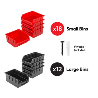 KCT 32 Pcs Wall Mounted Tool Storage Bins Plastic Pegboard Organiser ...