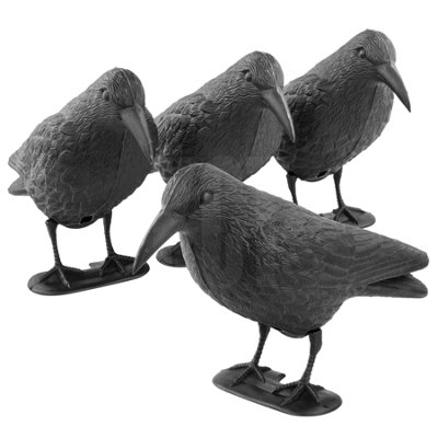 KCT 4 Pack of Crow Decoy Full Bodied Realistic Hunting Prop and Bird ...