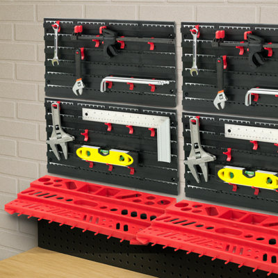 KCT 54 Pcs Wall Mounted Peg Panel Board with Shelf Tool Storage Rack ...