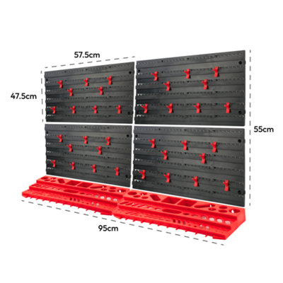 KCT 54 Pcs Wall Mounted Peg Panel Board with Shelf Tool Storage Rack ...