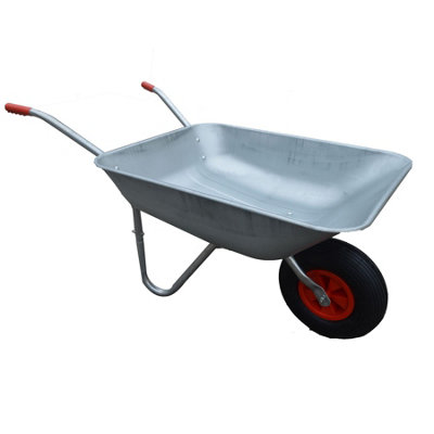 KCT 65L Garden Galvanised Steel Wheelbarrow with Pneumatic Tyre | DIY ...