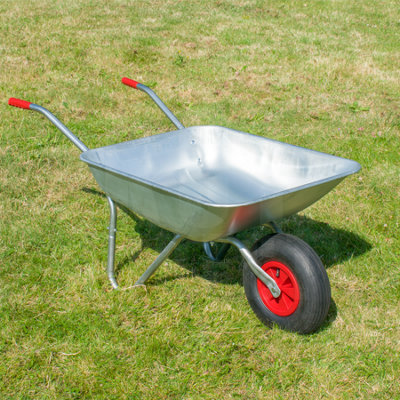KCT 65L Wheelbarrow Garden Galvanised Steel with Pneumatic Tyre