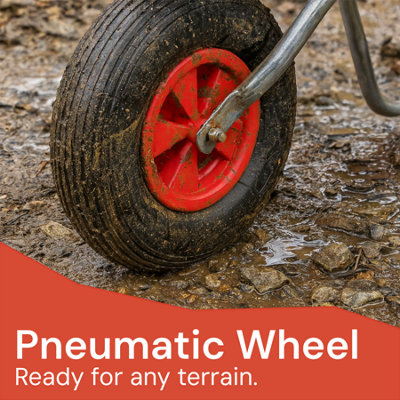 KCT 65L Wheelbarrow Garden Galvanised Steel with Pneumatic Tyre