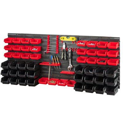 KCT 72 Pcs Wall Mounted Tool Storage Bins Plastic Pegboard Organiser ...