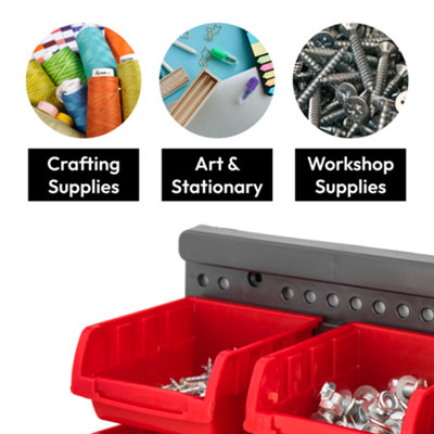 KCT 72 Pcs Wall Mounted Tool Storage Bins Plastic Pegboard Organiser ...