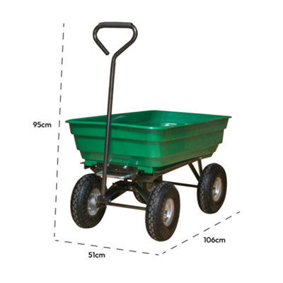 KCT 75 Litre Garden Trolley Tipper Cart Trailer with Soft Grip Handle