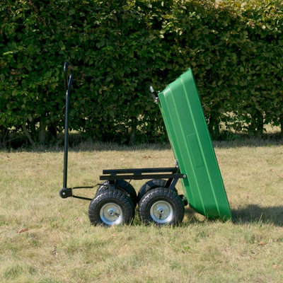 KCT 75 Litre Garden Trolley Tipper Cart Trailer with Soft Grip Handle