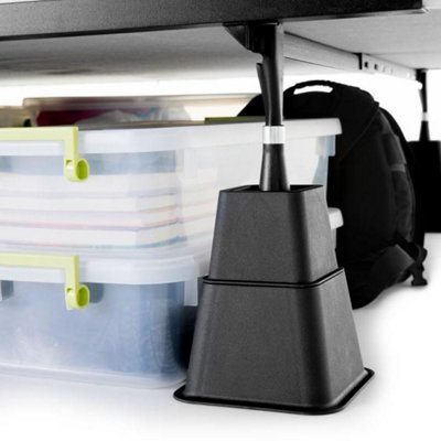 KCT 8 Piece Adjustable Black Plastic Stackable Bed Furniture Riser Heavy Duty Leg Extender