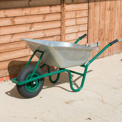 KCT 85L Heavy Duty Large Wheelbarrow with Galvanised Steel Metal Tray ...