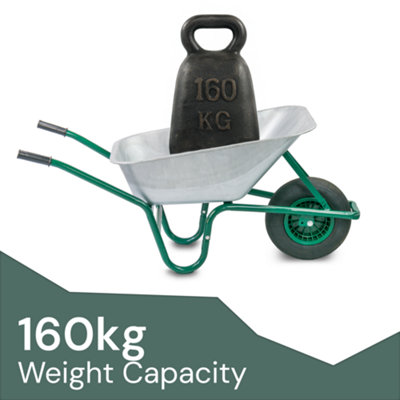 KCT 85L Heavy Duty Large Wheelbarrow with Galvanised Steel Metal Tray ...