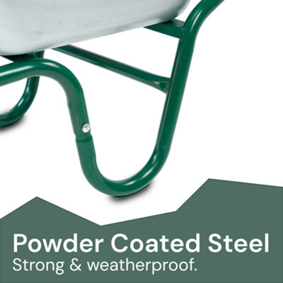 KCT 85L Heavy Duty Large Wheelbarrow with Galvanised Steel Metal Tray ...