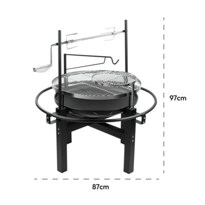 KCT BBQ Grill with Rotisserie Fire Pit With Tool Set