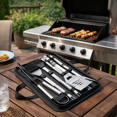 KCT BBQ Tool Set 10 Piece Grill Accessories Utensils Cooking Tongs ...