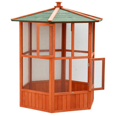 KCT Brazil Outdoor Hexagonal Bird Aviary with Durable Asphalt Roof