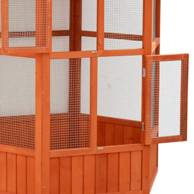 KCT Brazil Outdoor Hexagonal Bird Aviary with Durable Asphalt Roof