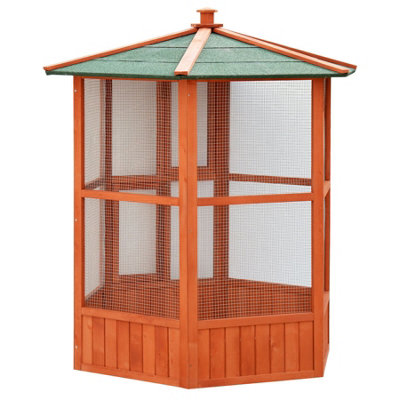KCT Brazil Outdoor Hexagonal Bird Aviary with Durable Asphalt Roof
