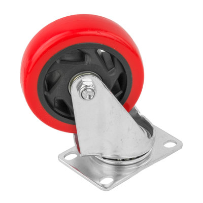 KCT Castors Pack of 4 Castor Wheels 100mm Heavy Duty Strong Red Rubber ...