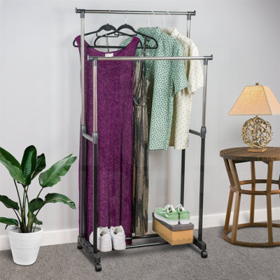 KCT Clothes Rail on Wheels - Double Adjustable Rack