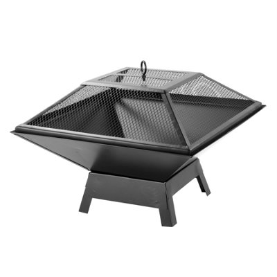 KCT Contemporary Square Garden Fire Pit Outdoor Steel Patio Brazier Log ...