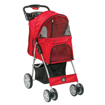 KCT Dog Pram Pet Stroller Hooded Foldable - Red
