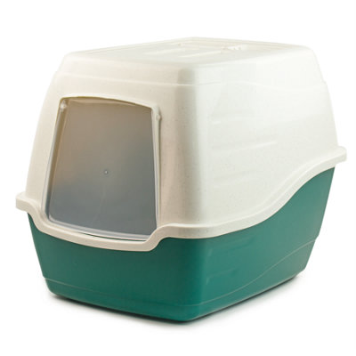 KCT Enclosed Hooded Large Cat Litter Box/Tray/Pet Loo - Green | DIY at B&Q