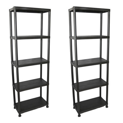 KCT Garage Shelving 5 Tier Plastic Storage Unit 2 Pack