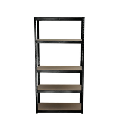 KCT Garage Shelving 5 Tier Unit Metal Shelving Unit Black Shed Storage ...