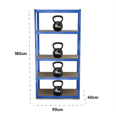KCT Garage Shelving 5 Tier Unit Metal Shelving Unit Blue Shed Storage ...