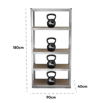 KCT Garage Shelving 5 Tier Unit Metal Shelving Unit Galvanised Shed ...