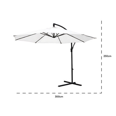 KCT Garden Parasol 3m Large Cream Cantilever with Protective Cover
