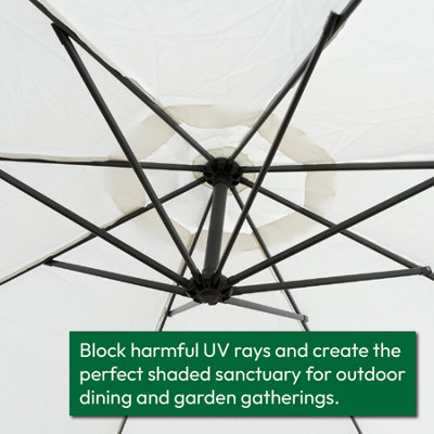 KCT Garden Parasol 3m Large Cream Cantilever with Protective Cover
