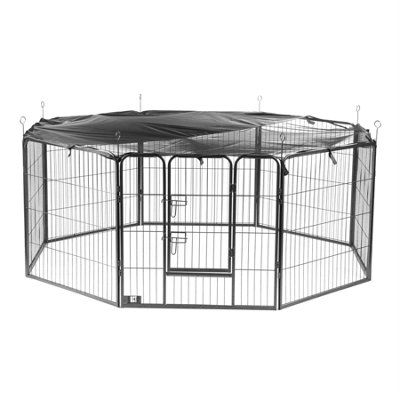 KCT Large 8 Sided Heavy Duty Metal Play Pen with Cover for Dogs & Puppies