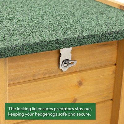 KCT Oslo Wooden Hedgehog House Outdoor Sanctuary Hibernation Hogitat ...