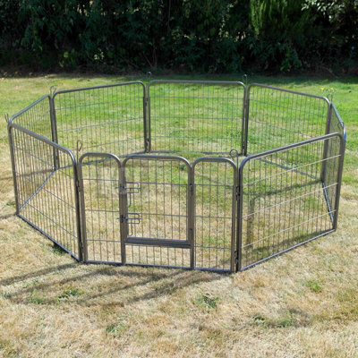 KCT Pet Puppy Dog Play Pen Heavy Duty Enclosure Playpen with Base Metal ...