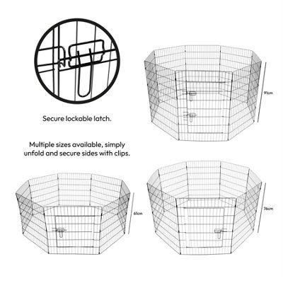 KCT Pet Puppy Dog Play Pen Large Wire Enclosure Playpen Base/Cover Cage ...