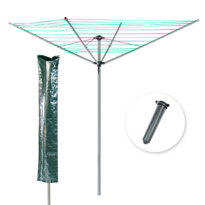 KCT Rotary Washing Line 4 Arm Airer (40m) and Cover | DIY at B&Q