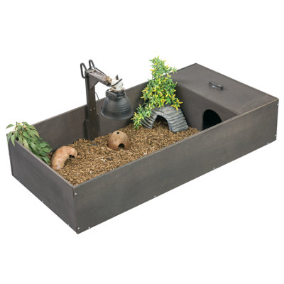 KCT Tortoise Table Large Black Reptile Vivarium Cage Hide with Open Run ...