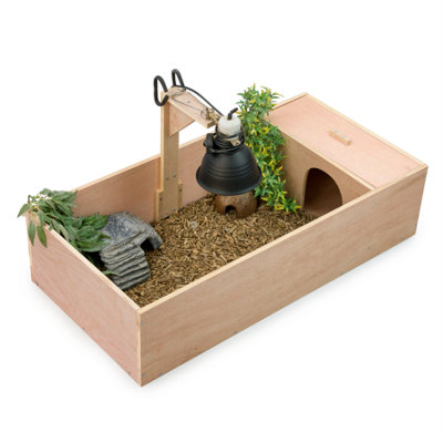 KCT Tortoise Table Medium Wooden Reptile Vivarium Cage Hide with Open ...
