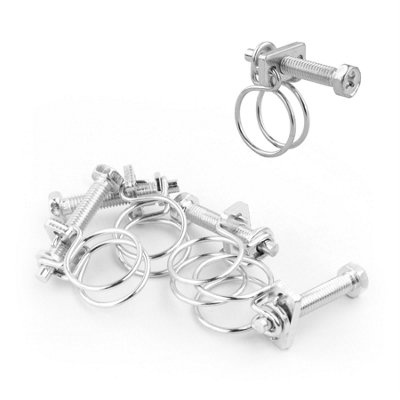 KCT Universal Adjustable Double Wire Hose Clips 13-16mm Metal Screw ...