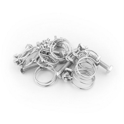 KCT Universal Adjustable Double Wire Hose Clips 19-22mm Metal Screw ...